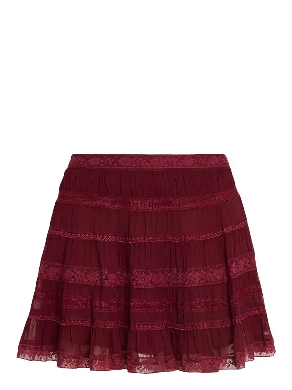 LoveShackFancy Fleetta Lace Mini Skirt - Oxblood