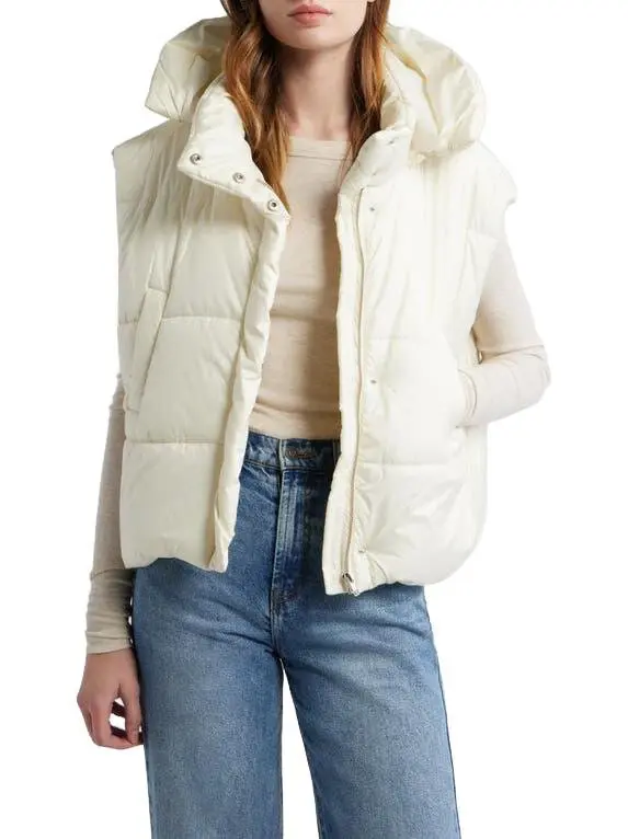 Dra Poppy Hooded Puffer Vest - Off White