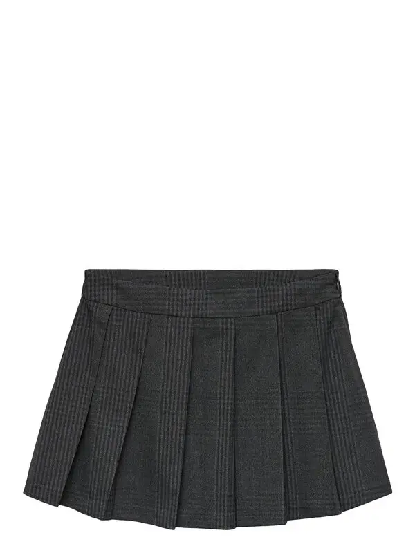 Vero Moda Unna Check Detail Pleated Miniskirt - Black Checks As Cut