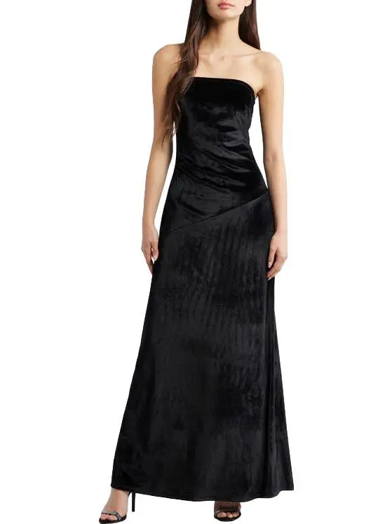MARCELLA Sophie Strapless Velvet Maxi Dress - Black