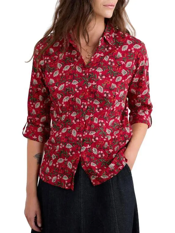 SEASALT CORNWALL Larissa Printed Organic Cotton Shirt - Winter Wildflower Carmine