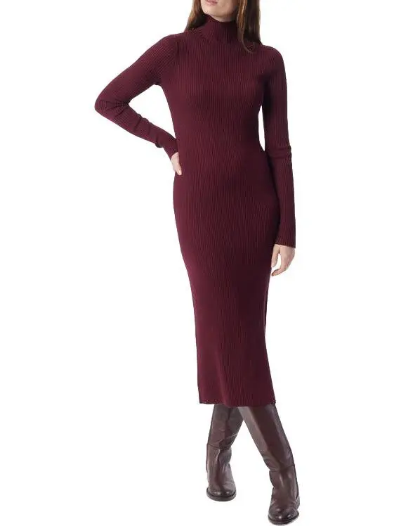 DO BY DEE OCLEPPO Merritt Long Sleeve Rib Sweater Dress - Maroon Banner