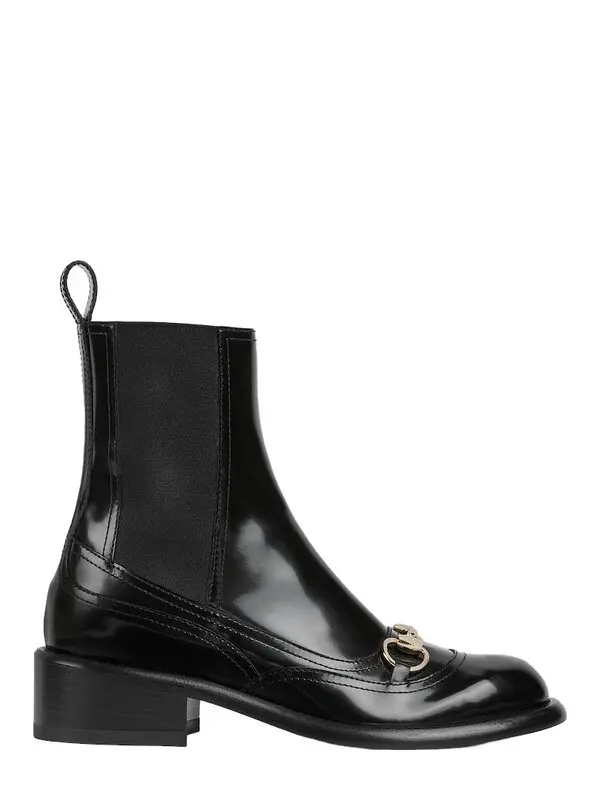 Gucci Horsebit Patent Leather Boots - Black