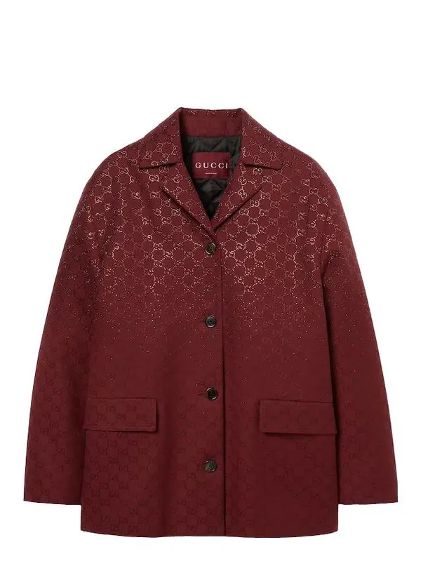 Gucci Gg Canvas Jacket With Crystal Embellishments - Blue