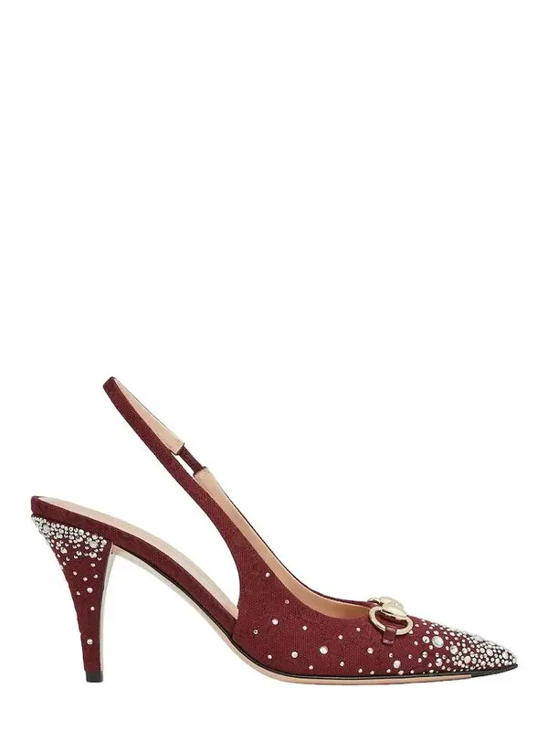 Gucci Slingback Pump With Crystal Horsebit - Bordeaux