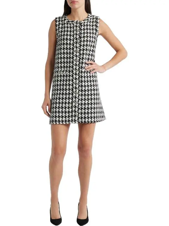 ZOE AND CLAIRE Houndstooth Check Shift Mini Dress - Black/white