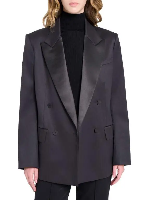 TWP Harper Double-breasted Tuxedo Jacket - Black