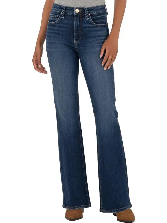 Kut From The Kloth High Waist Flare Jeans With Braided Belt Loops - Enchantment