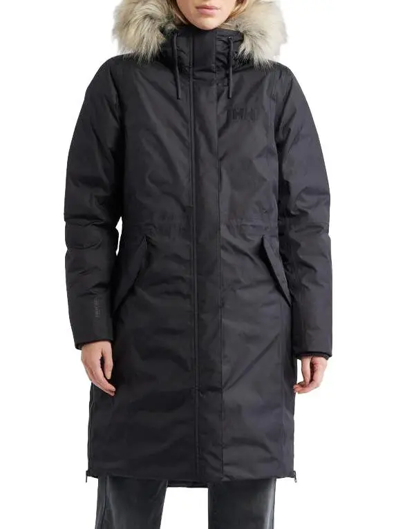 Helly Hansen Vega Waterproof Insulated Parka With Faux Fur Trim - Black