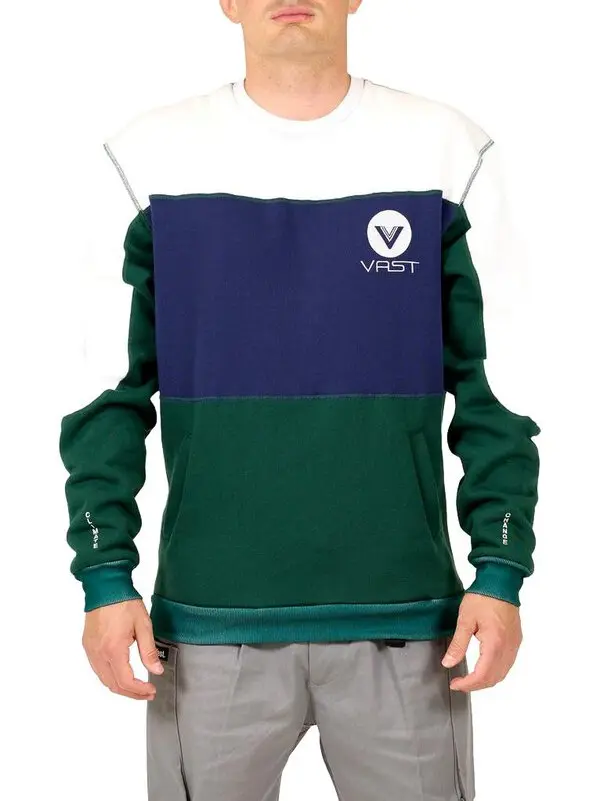 VAST Color Block Fleece Sweatshirt - White Multi