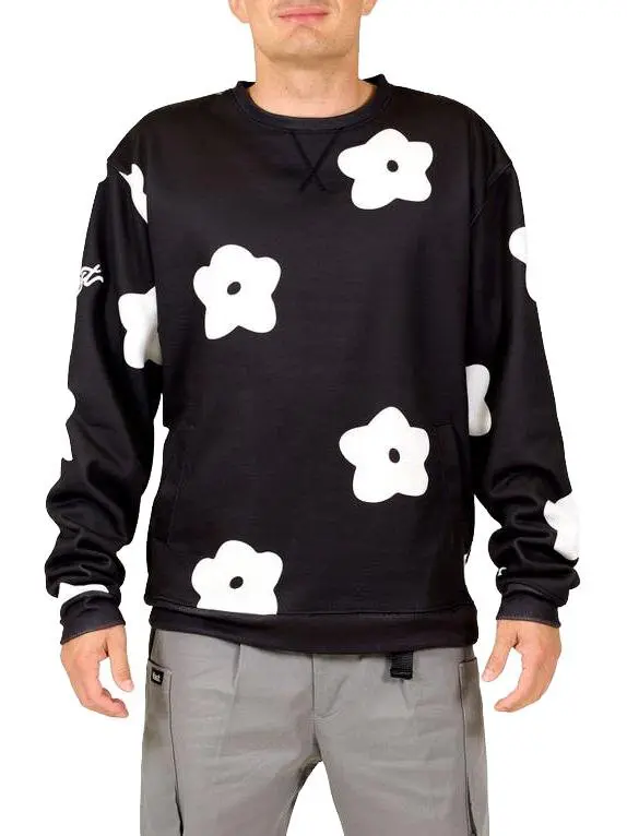 VAST Flower Patch Fleece Sweatshirt - Black