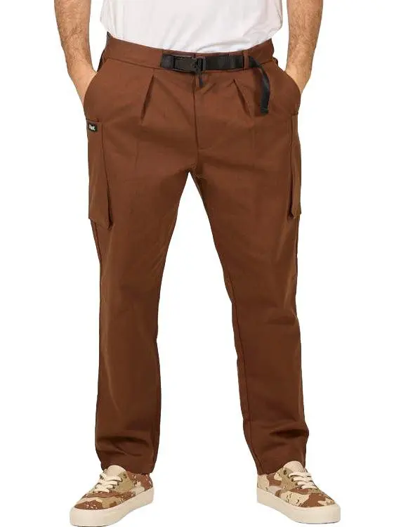 VAST Belted Twill Cargo Pants - Dark Brown