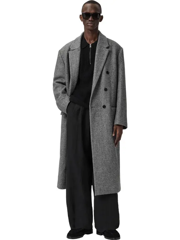 ALLSAINTS Ezra Oversized Wool Coat - Black/white