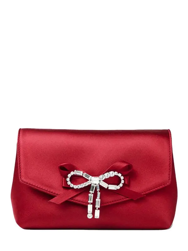 JIMMY CHOO Soft Bow Mini Bag With Crystal Bow - Ruby Red/silver