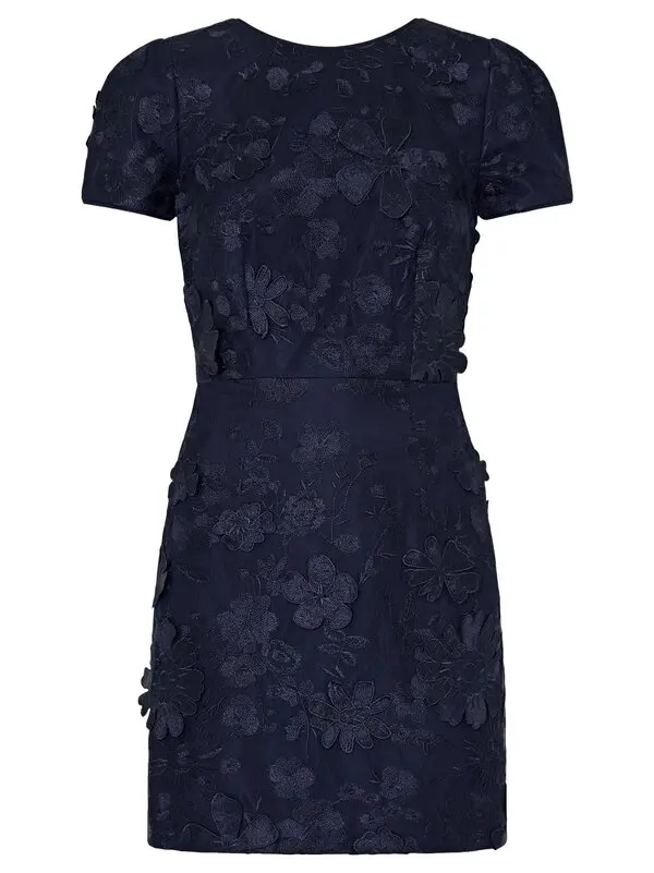 MILLY Floral Embroidered Mini Dress - Navy