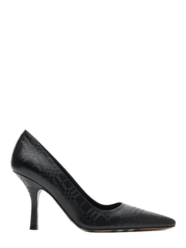 Burberry Check Leather Dame High Pumps - Black
