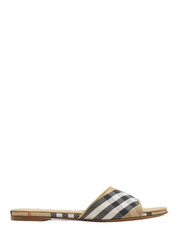 Burberry Check Sloane Slides - Sand Beige