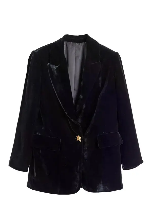Chinti & Parker Velvet Star-motif Blazer - Black