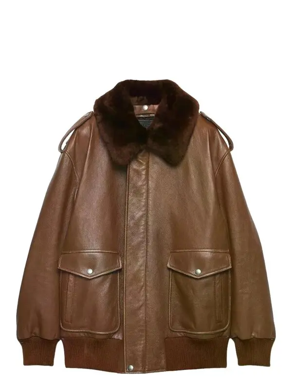 Prada Shearling-collar Leather Jacket - Brown