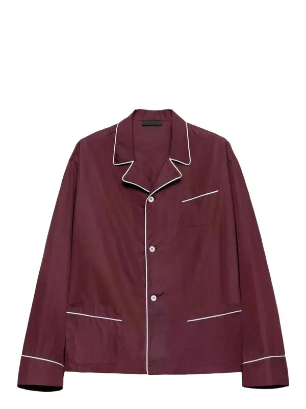 Prada Piped-trim Cotton Shirt - Red