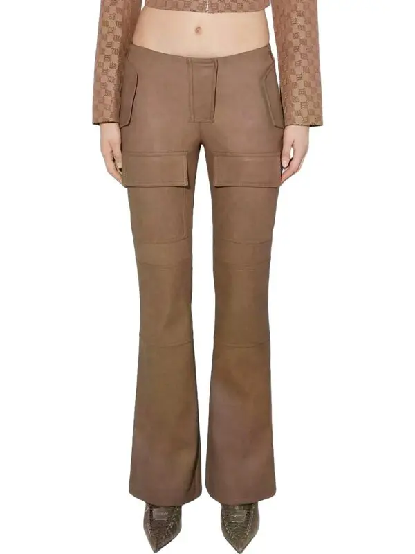 MISBHV Faux-leather Bootcut Trousers - Brown