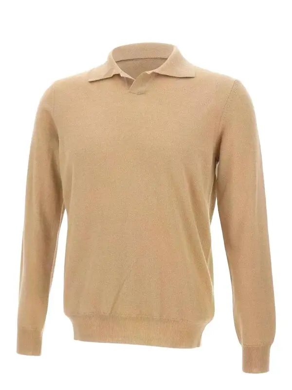 KANGRA Johnny-collar Ribbed Pullover - Neutrals
