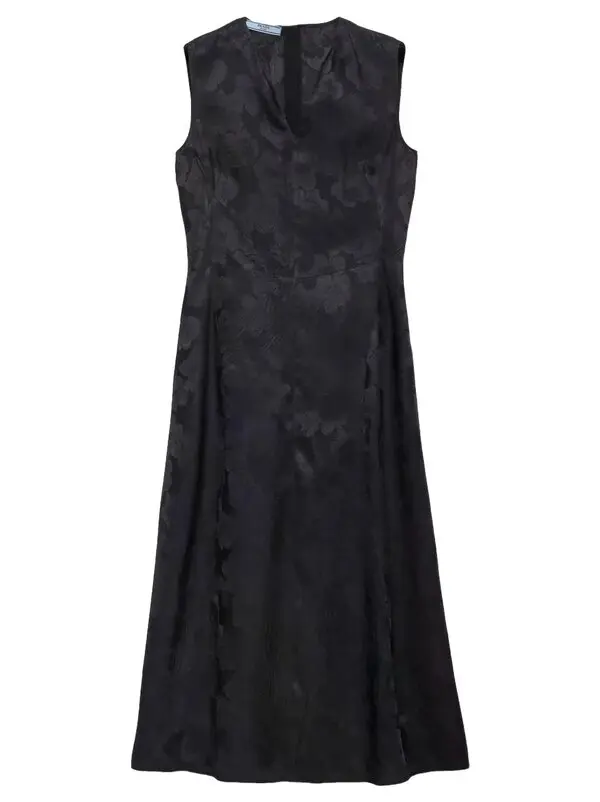 Prada Floral Jacquard Midi Dress - Black