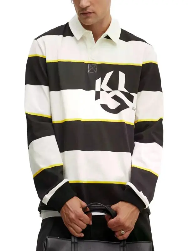 Karl Lagerfeld Logo-print Striped Polo Shirt - White