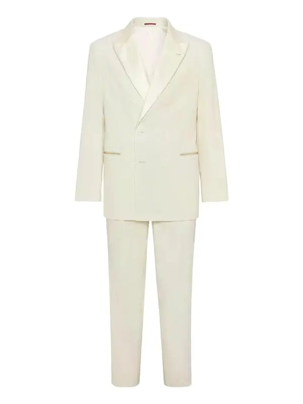 Brunello Cucinelli Peak-lapel Double-breasted Suit - Neutrals