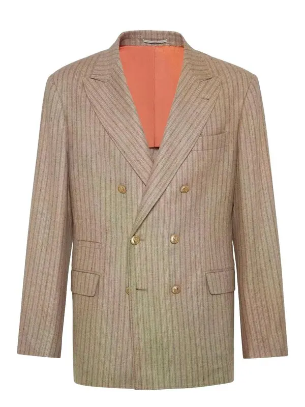 Brunello Cucinelli Striped Double-breasted Blazer - Neutrals