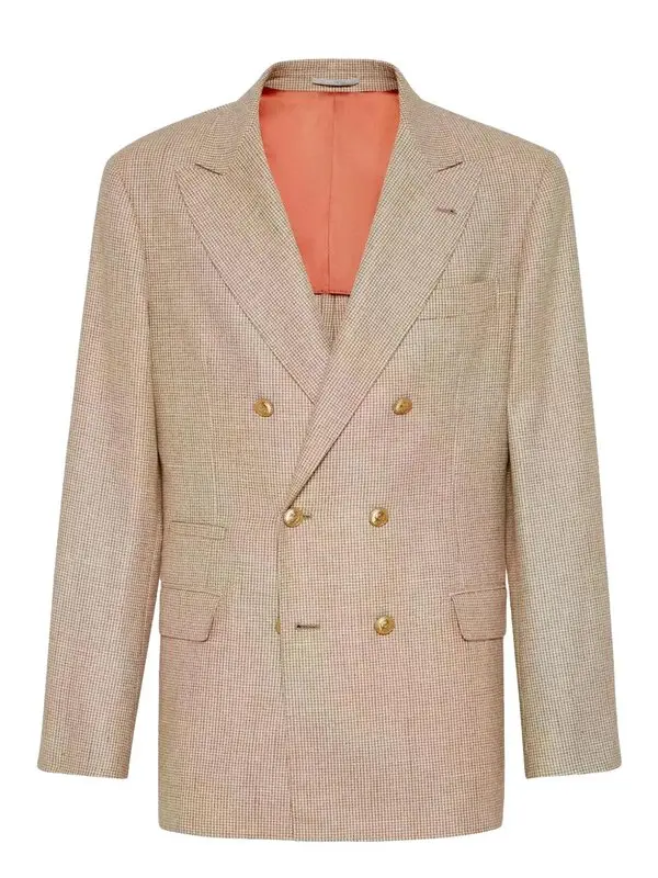 Brunello Cucinelli Double-breasted Houndstooth Blazer - Neutrals