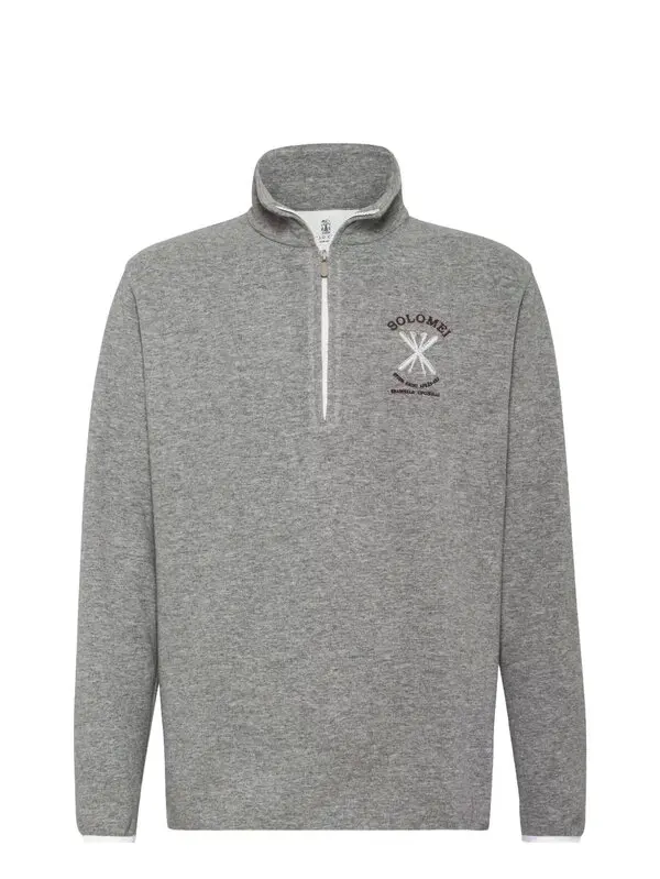 Brunello Cucinelli Half-zip Embroidered Sweatshirt - Grey