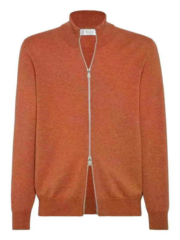 Brunello Cucinelli Zip-front Knit Cardigan - Orange