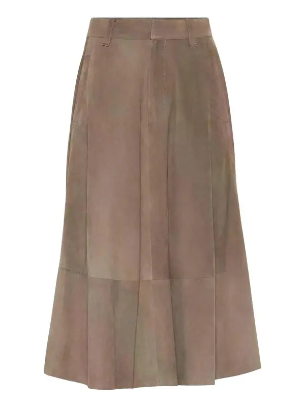 Brunello Cucinelli Suede Midi Skirt - Brown