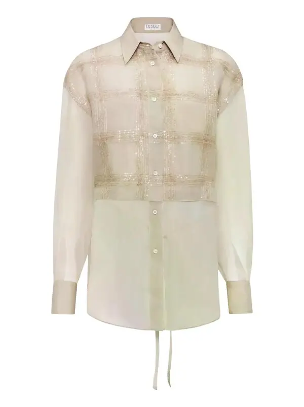 Brunello Cucinelli Embroidered Long Sleeve Shirt - Neutrals