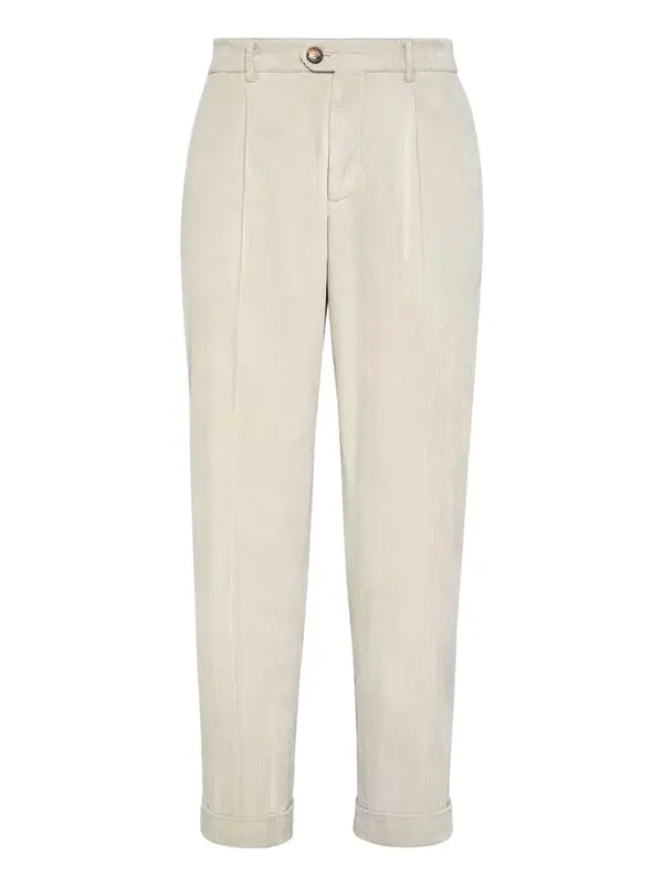 Brunello Cucinelli Garment-dyed Corduroy Trousers - Neutrals