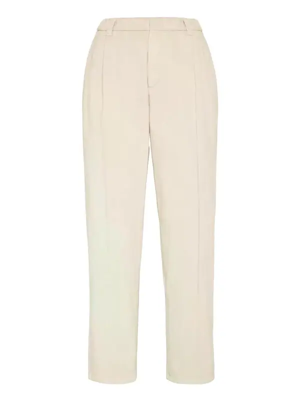 Brunello Cucinelli Pleated Trousers With Monili Detail - Neutrals