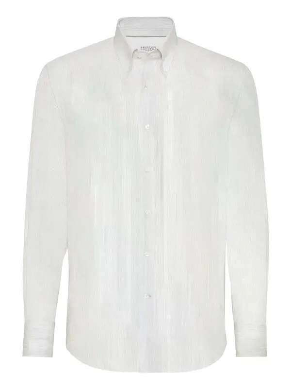 Brunello Cucinelli Striped Poplin Shirt - White