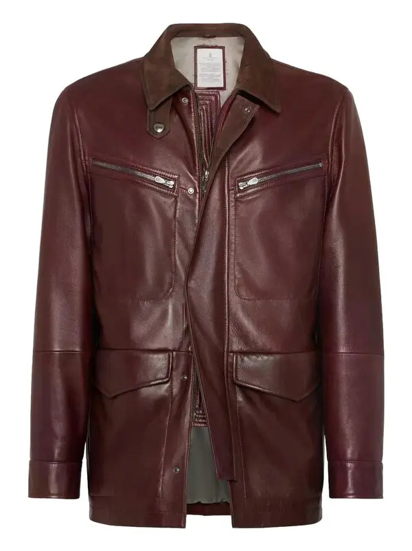 Brunello Cucinelli Nappa Leather Field Jacket - Red