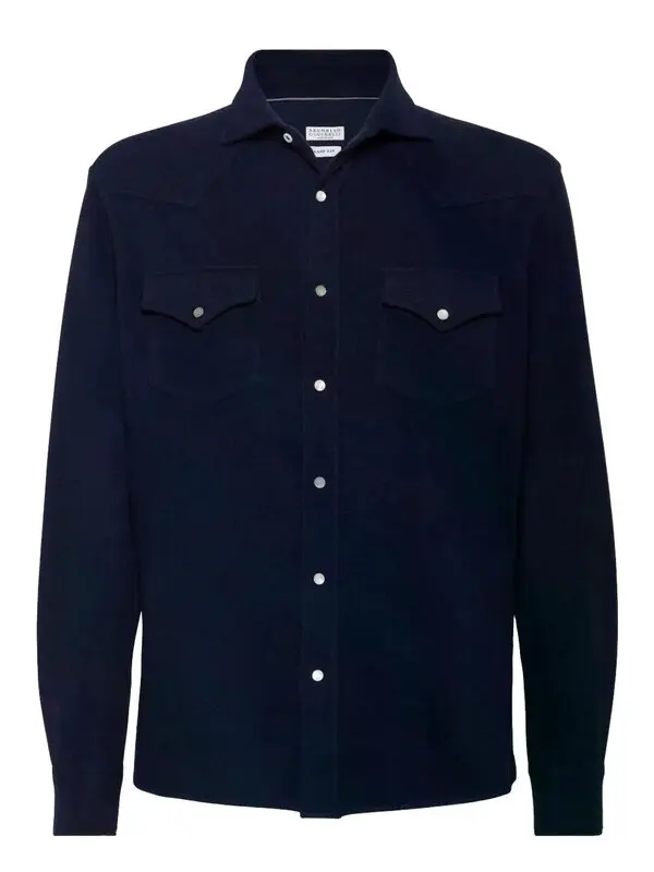 Brunello Cucinelli Snap-fastening Pocket Shirt - Blue