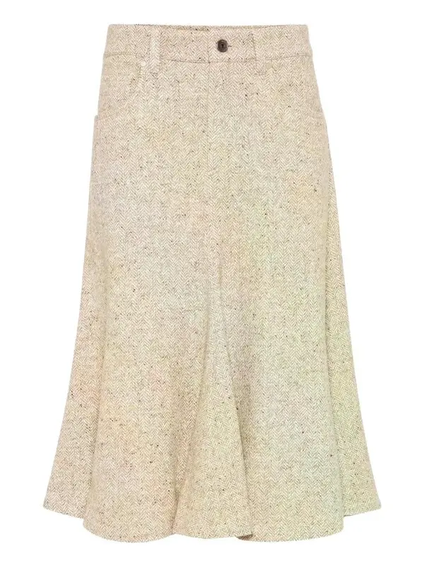 Brunello Cucinelli Five-pocket A-line Midi Skirt - Neutrals