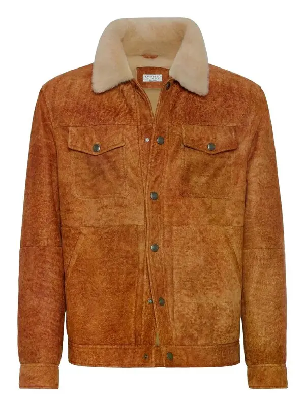 Brunello Cucinelli Shearling-collar Jacket - Brown