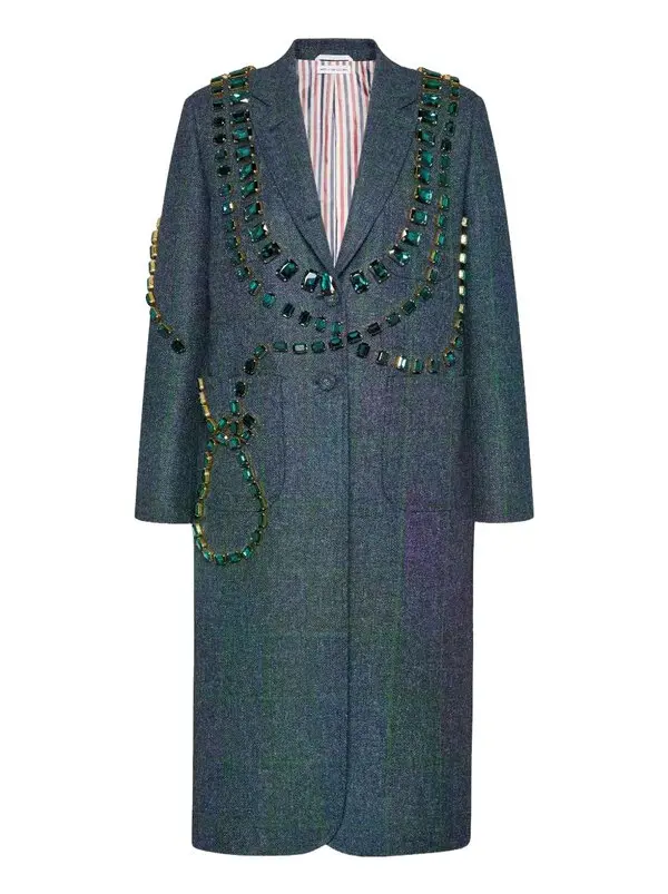 Thom Browne Trompe L'oeil Crystal-embellished Coat - Blue