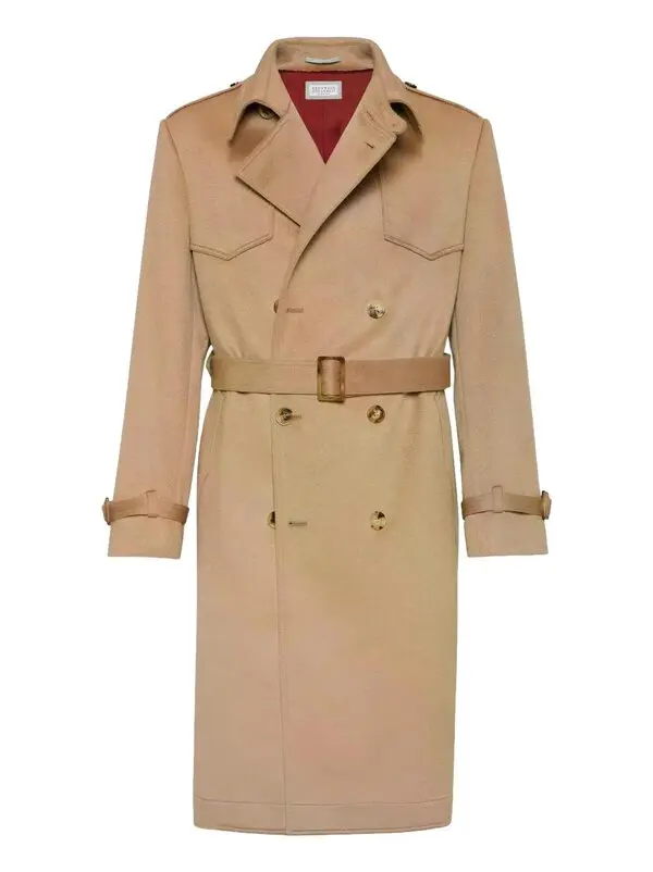 Brunello Cucinelli Double-breasted Cashmere Trench Coat - Neutrals