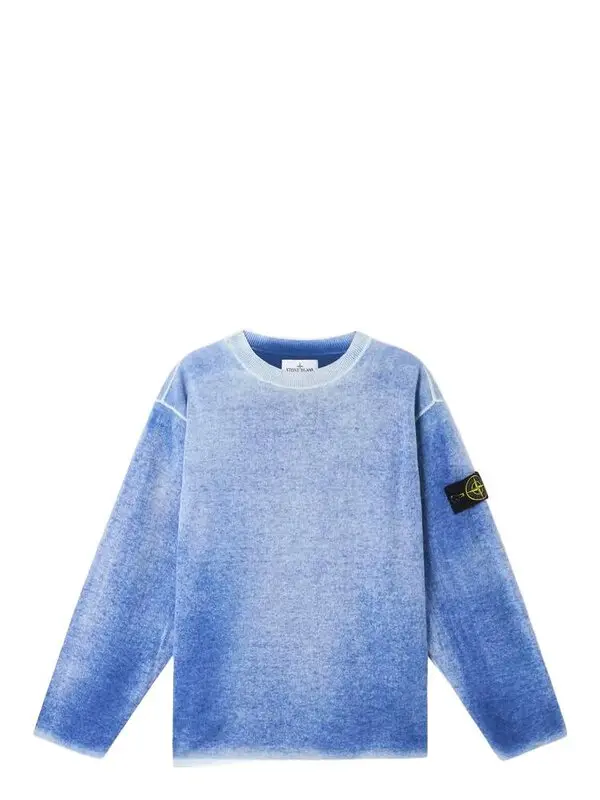 Stone Island Crewneck Sweater In Organic Cotton - Blue
