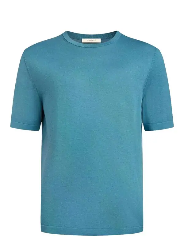 12 STOREEZ Silk-cotton T-shirt - Blue