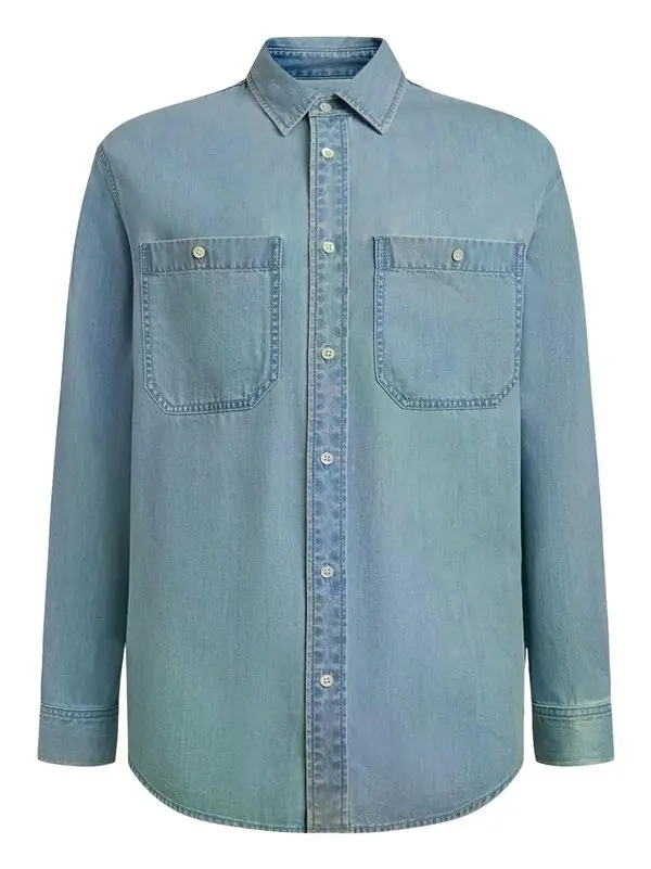 12 STOREEZ Lightweight Denim Shirt - Blue