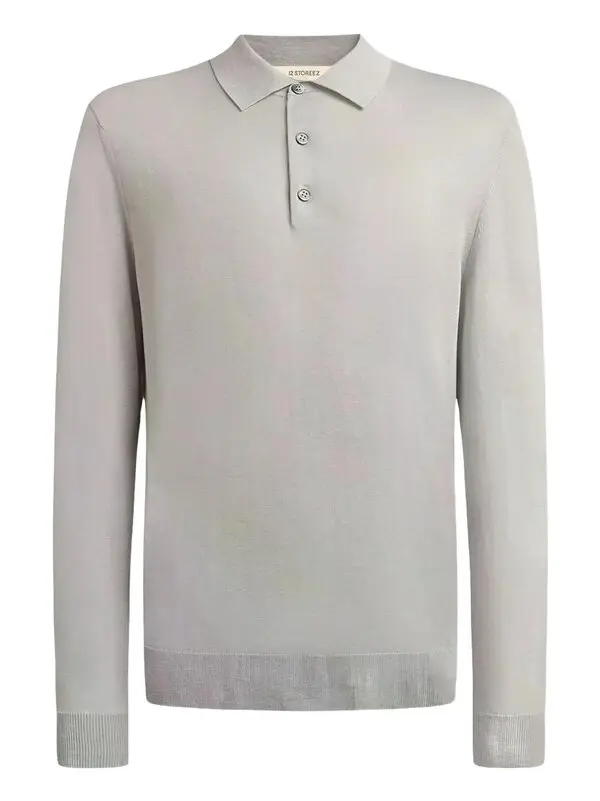 12 STOREEZ Buttoned Polo Shirt - Grey