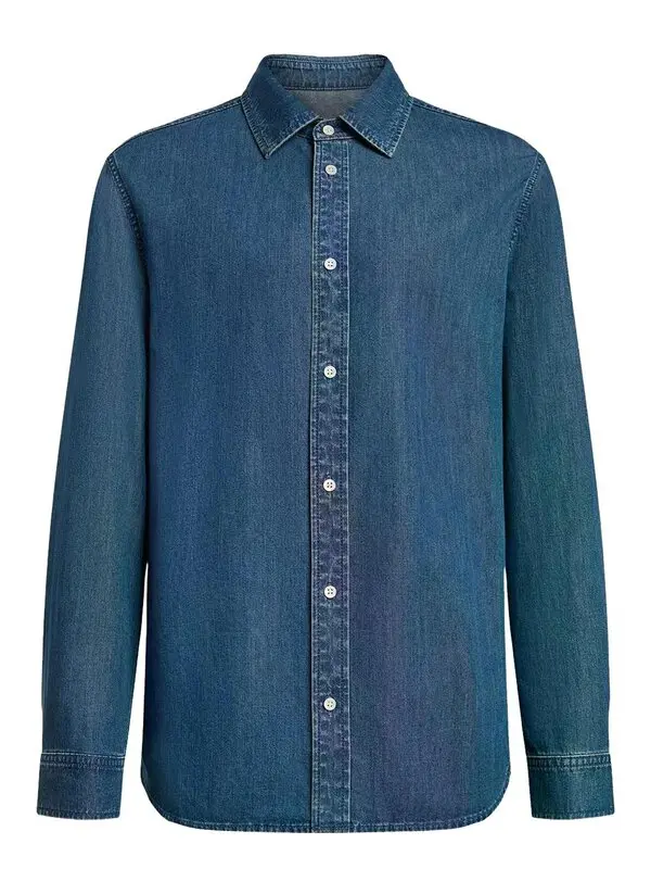12 STOREEZ Buttoned Denim Shirt - Blue