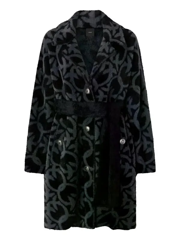 Pinko Pattern Belted Coat - Black